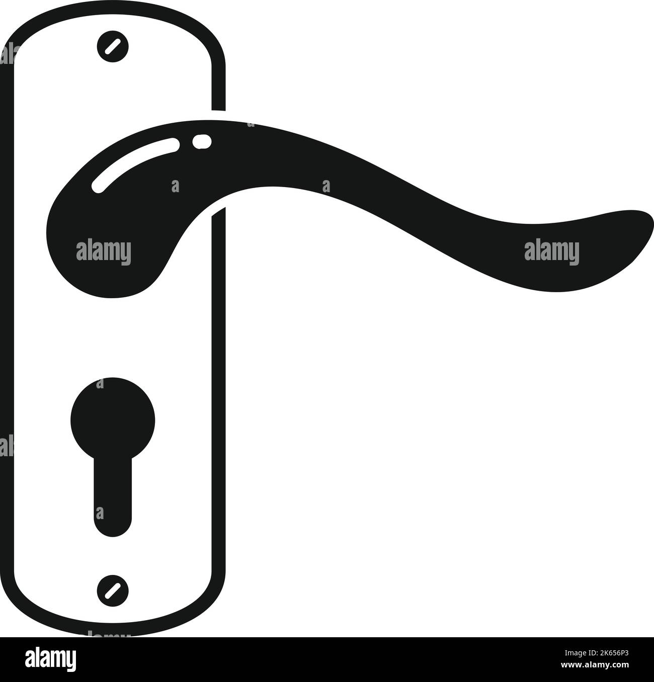 Copper door handle icon simple vector. Knob lock. Front metal Stock ...