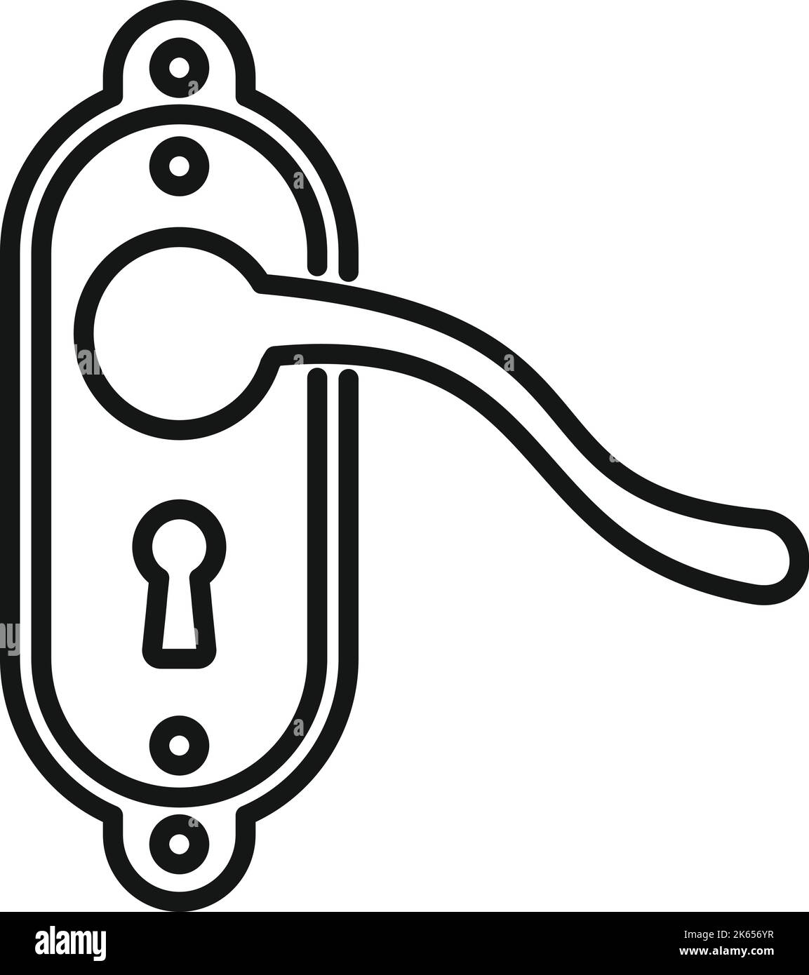 Modern door handle icon outline vector. Lock knob. Iron interior Stock ...
