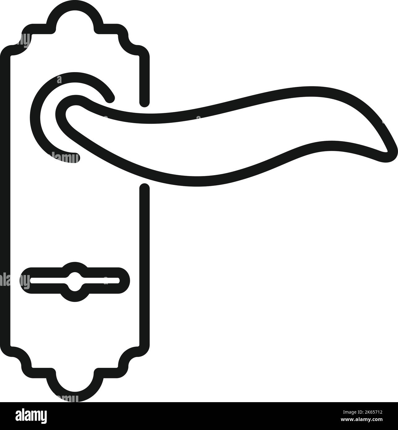 Antique door handle icon outline vector. Knob lock. Metal front Stock ...