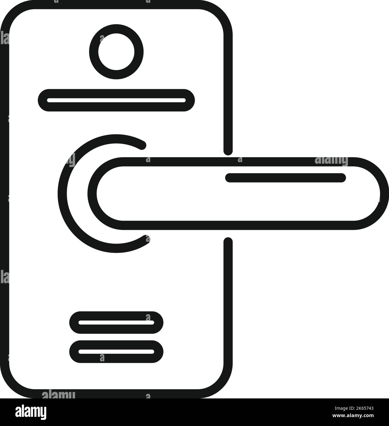 Aluminum door handle icon outline vector. Lock key. Hotel steel Stock ...