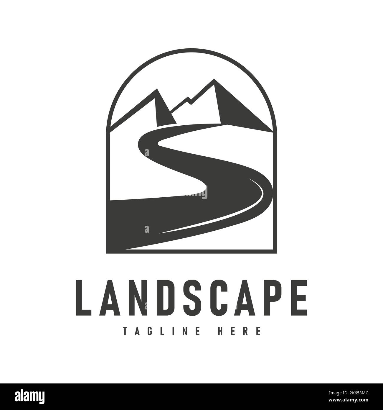 Mountain river simple logo vector vintage symbol design illustration ...