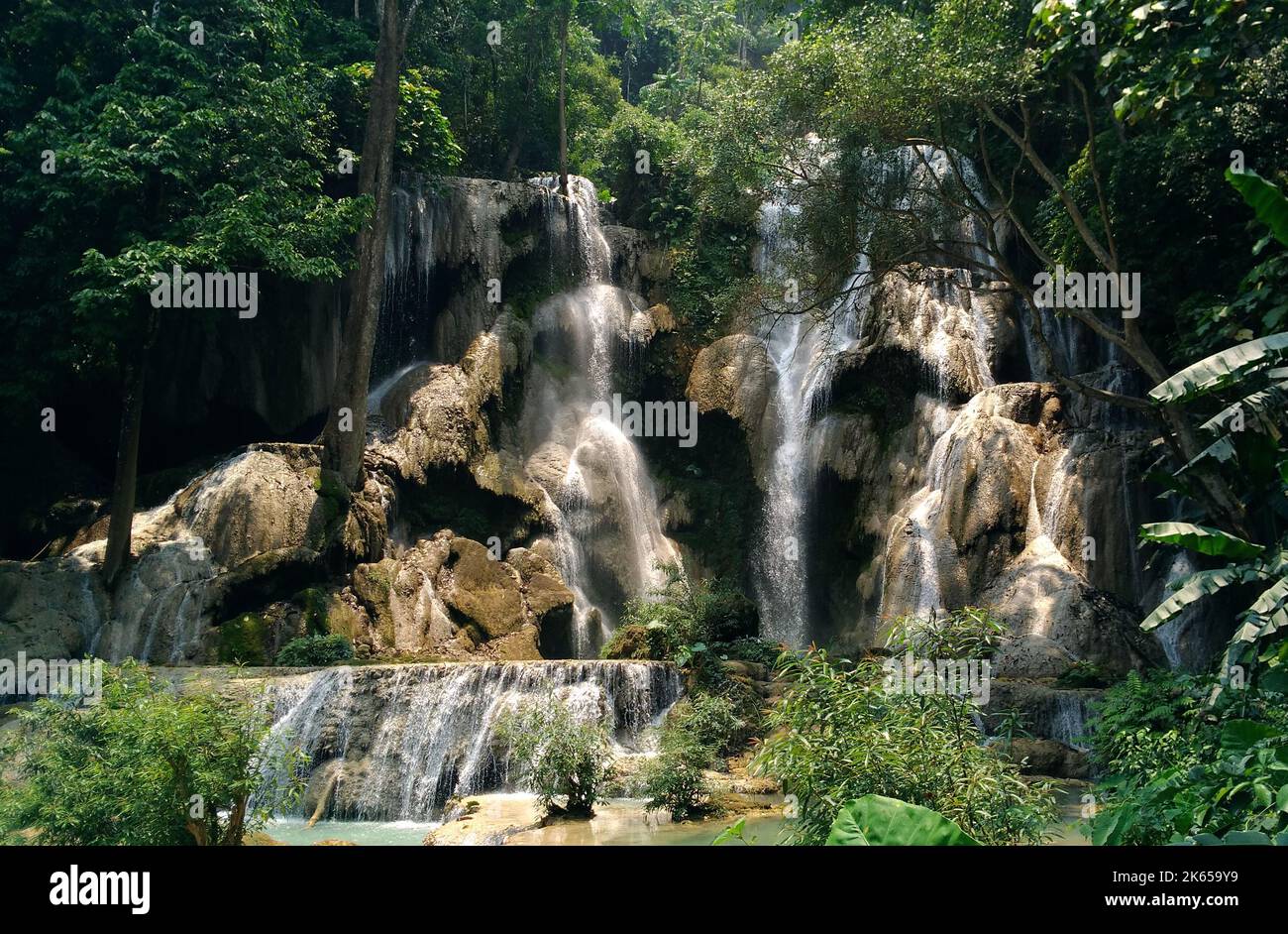Beautiful Kuang Shi waterfalls in Luang Prabang, Laos Stock Photo - Alamy