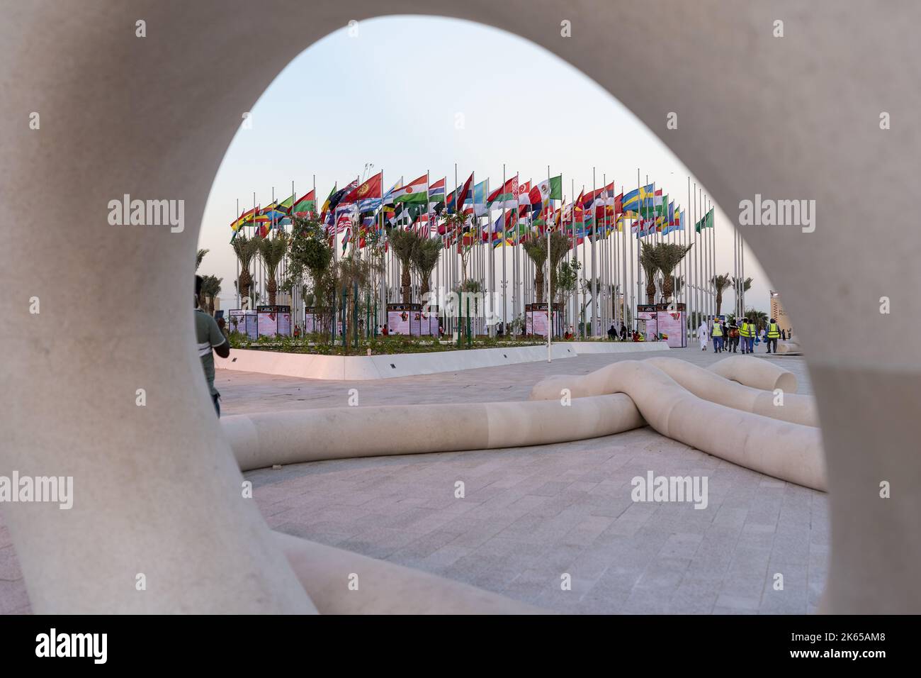 The Flag Plaza, displays 119 flags from countries with authorized diplomatic missions, including ...