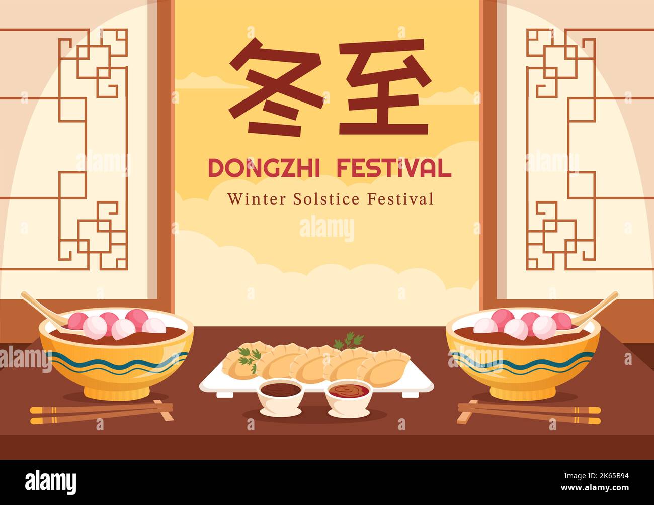 Dongzhi or Winter Solstice Festival Template Hand Drawn Cartoon Flat ...