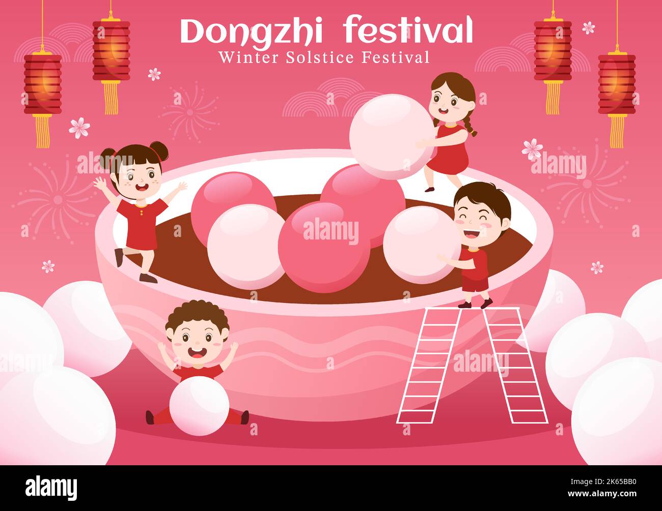 Dongzhi or Winter Solstice Festival Template Hand Drawn Cartoon Flat ...
