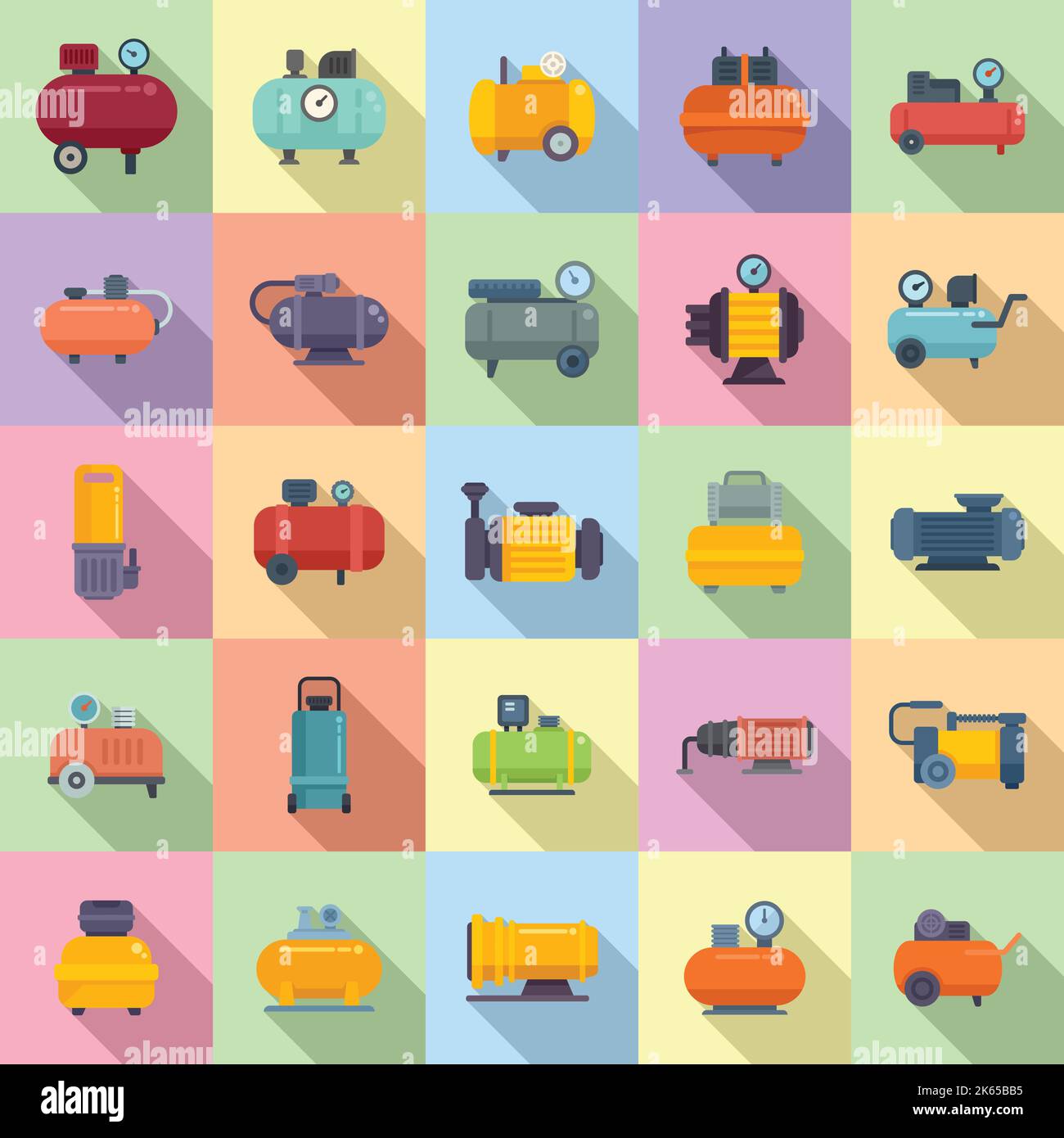 Compressor icons set flat vector. Air car. Auto tank Stock Vector Image ...