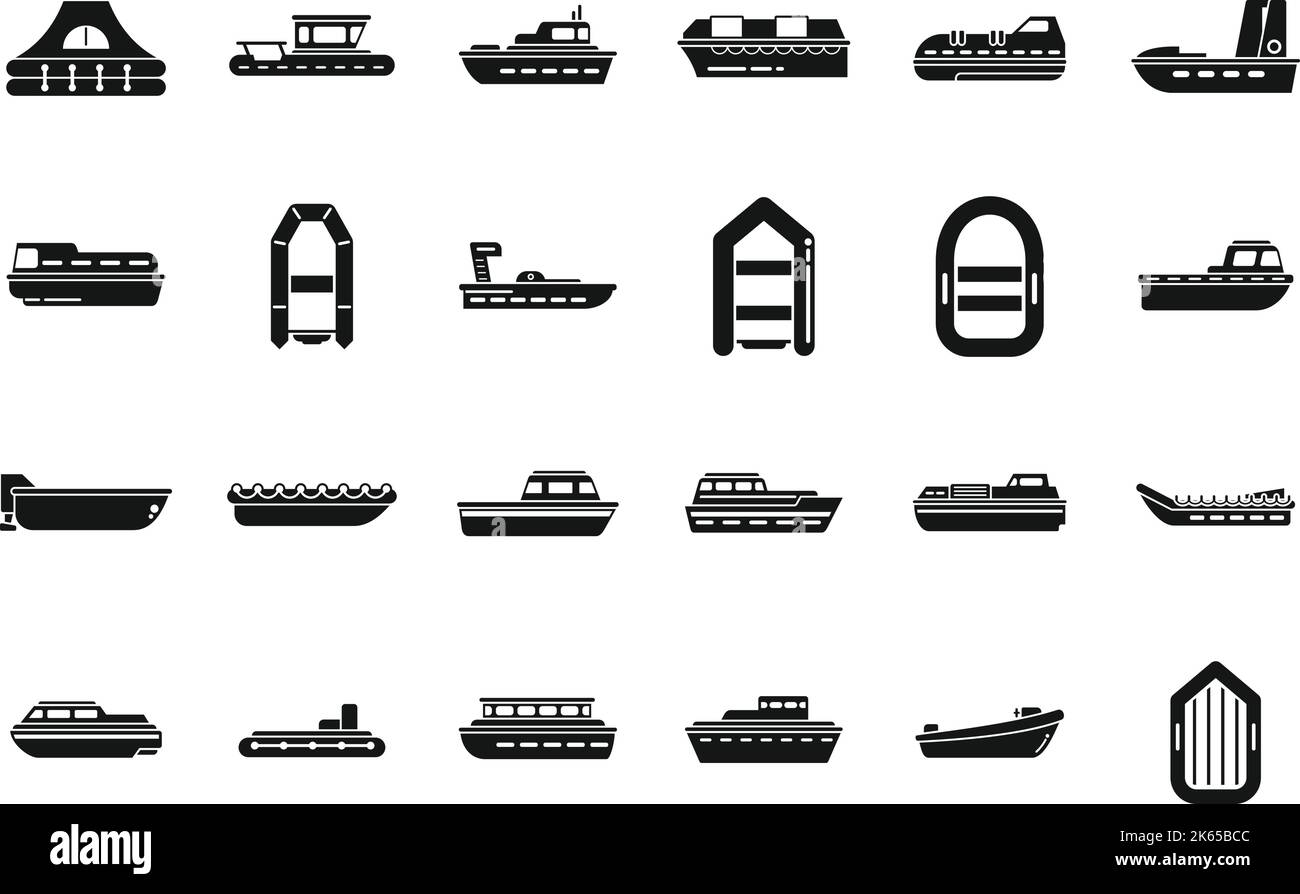 Rescue boat icons set simple vector. Sea aid. Accident rescue Stock ...