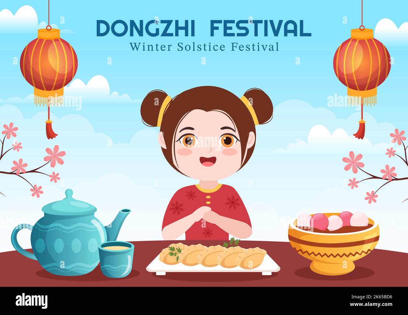 Dongzhi or Winter Solstice Festival Template Hand Drawn Cartoon Flat ...