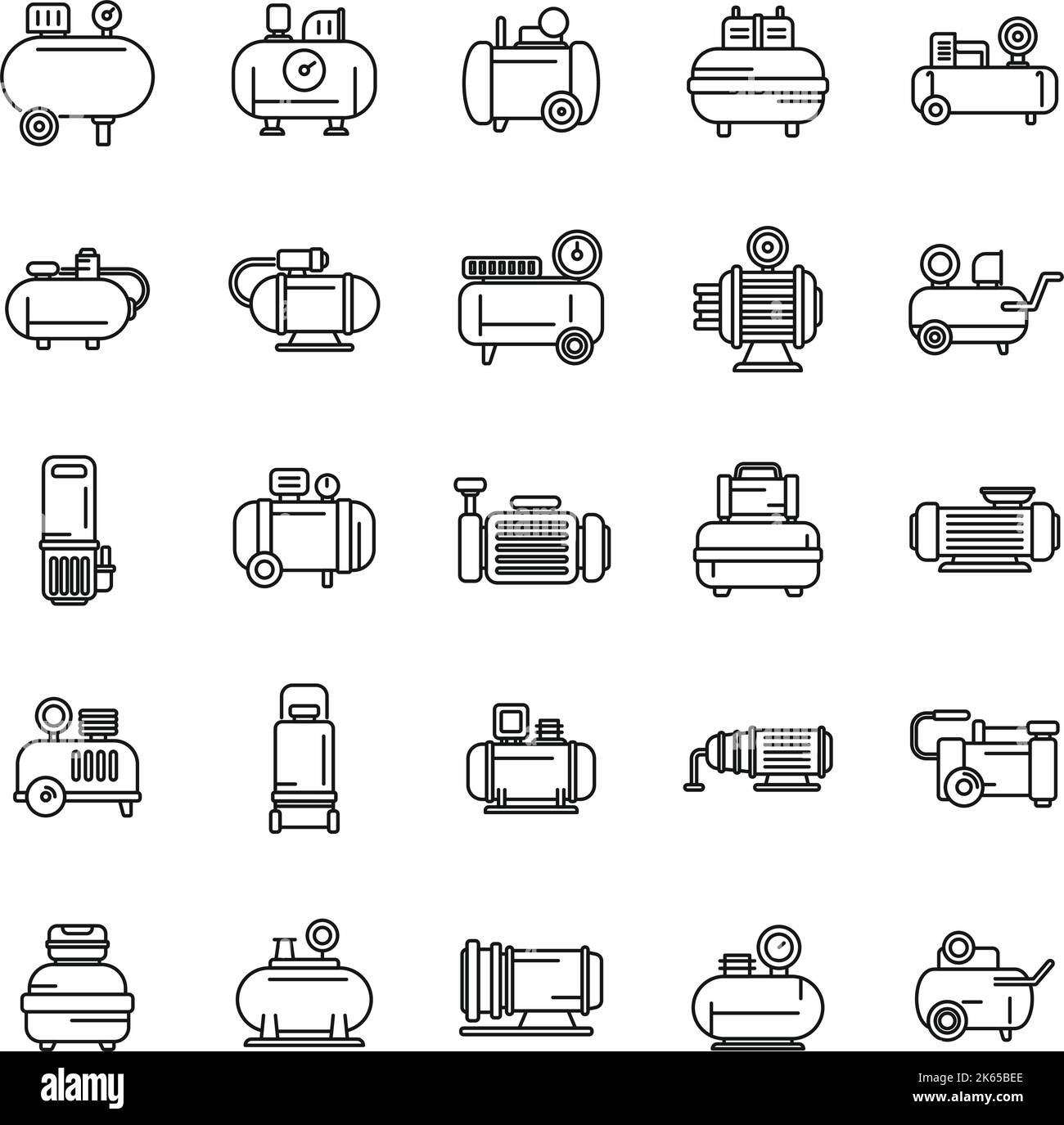 Compressor icons set outline vector. Air car. Auto tank Stock Vector ...