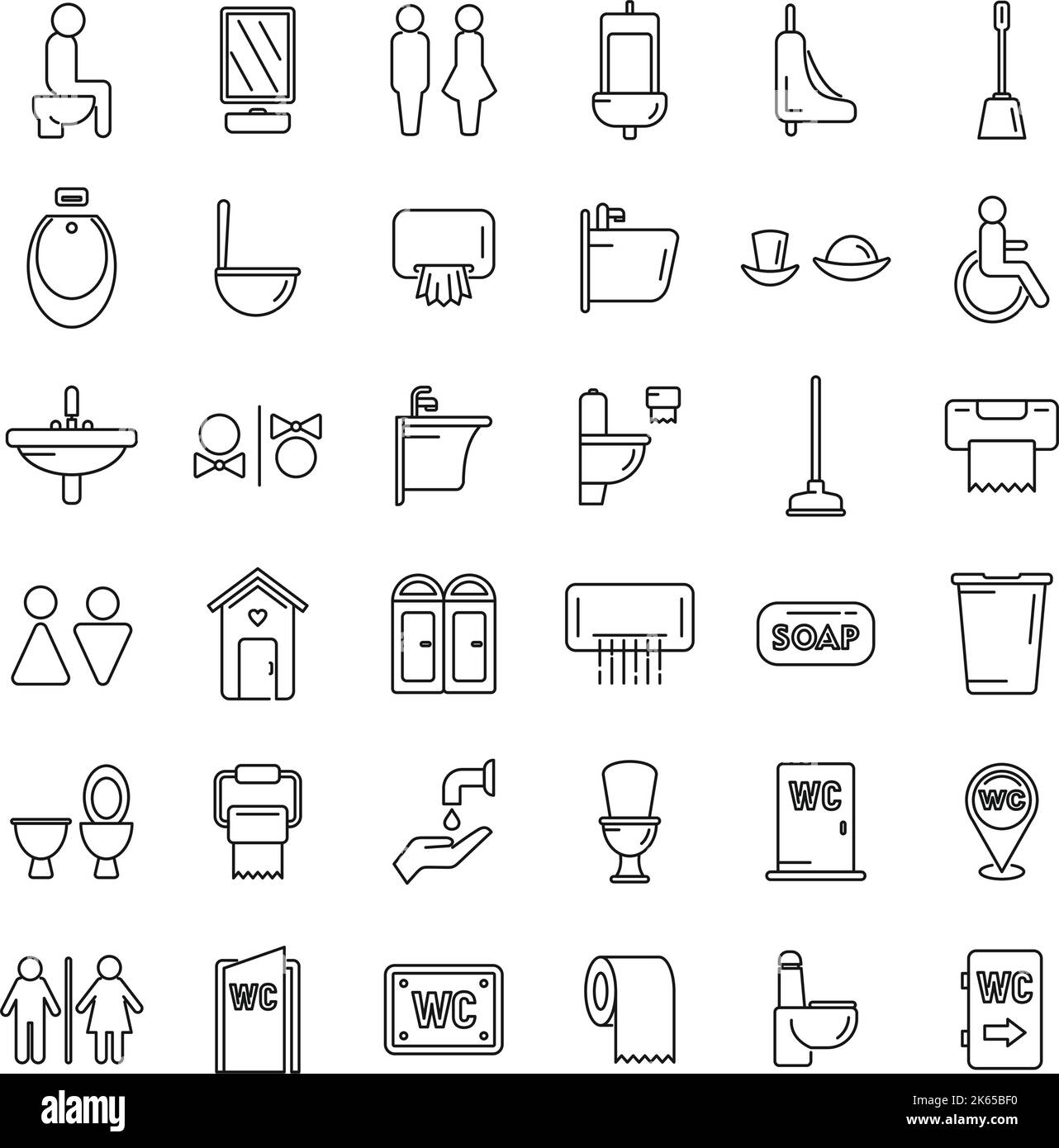 Wc icons set outline vector. Toilet sign. Bathroom toilet Stock Vector ...