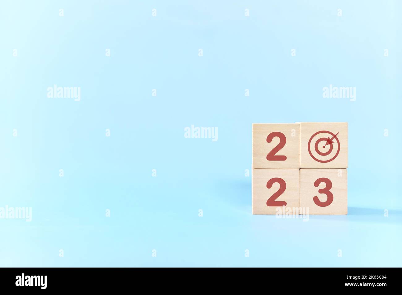 Start New Year 2023 business target goal concept. Human hand stacking ...