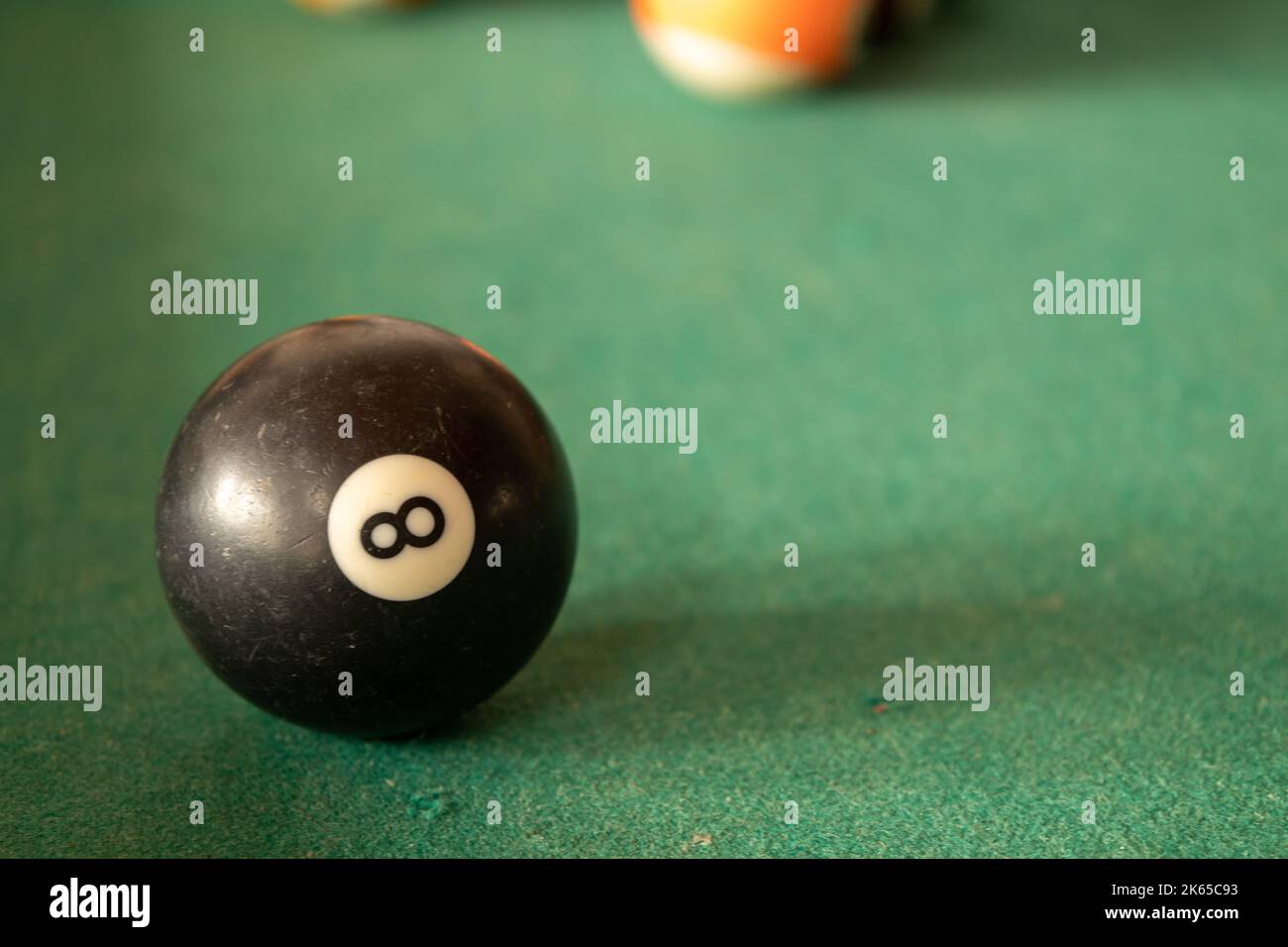 Table pool game with numbered balls. Bar or tavern set. Free space to ...