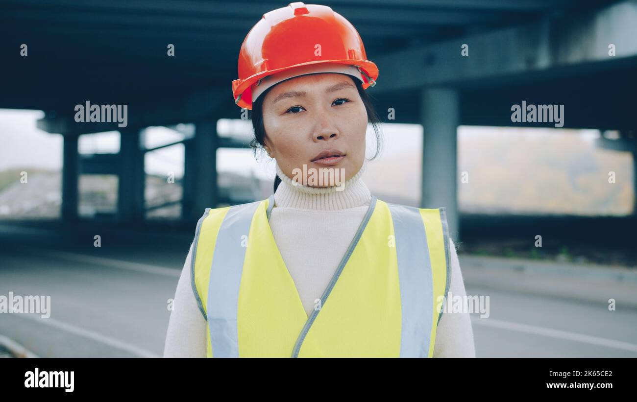 Portrait construction specialist wearing safety hi-res stock ...