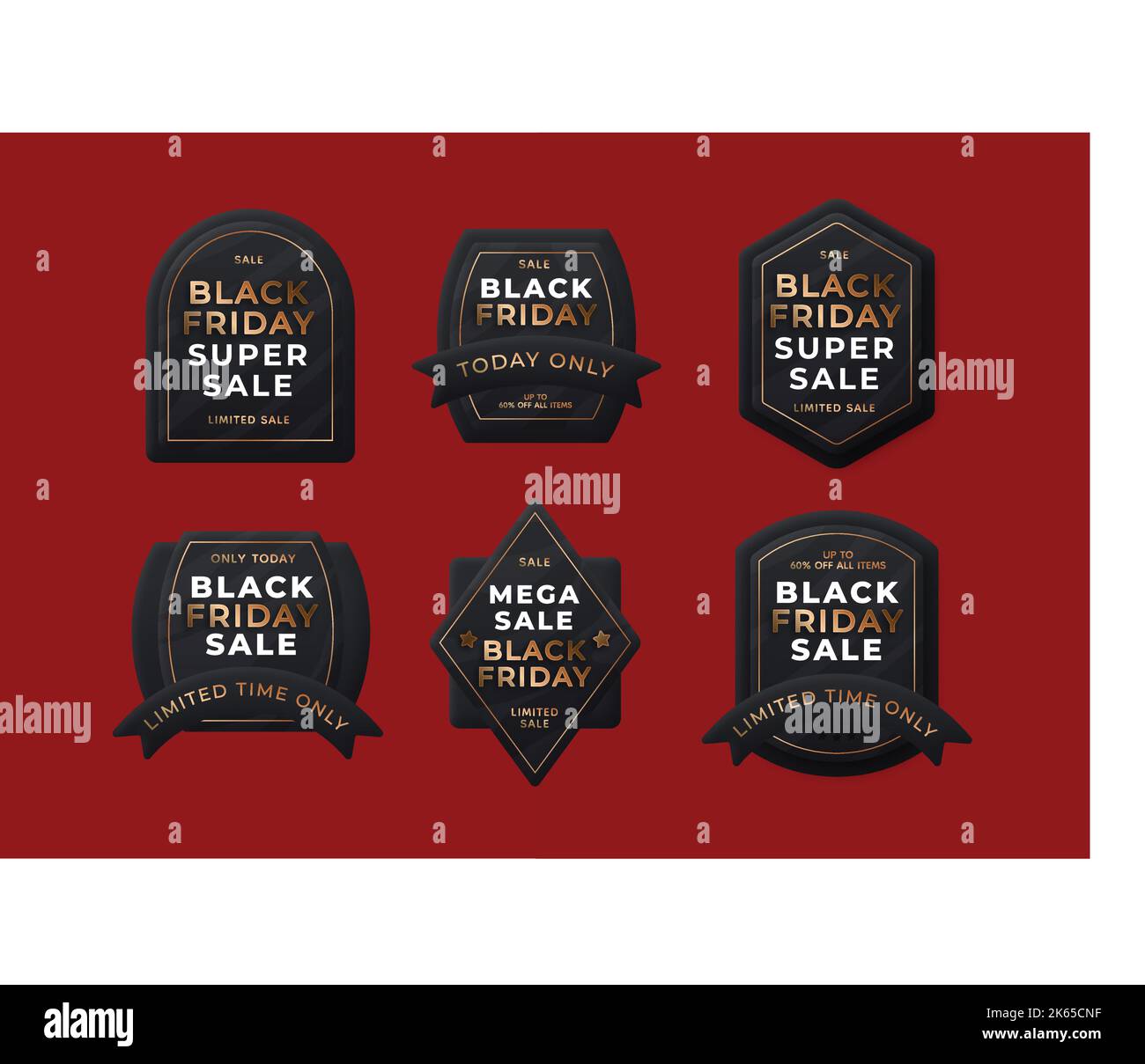realistic black friday labels collection vector design illustration ...