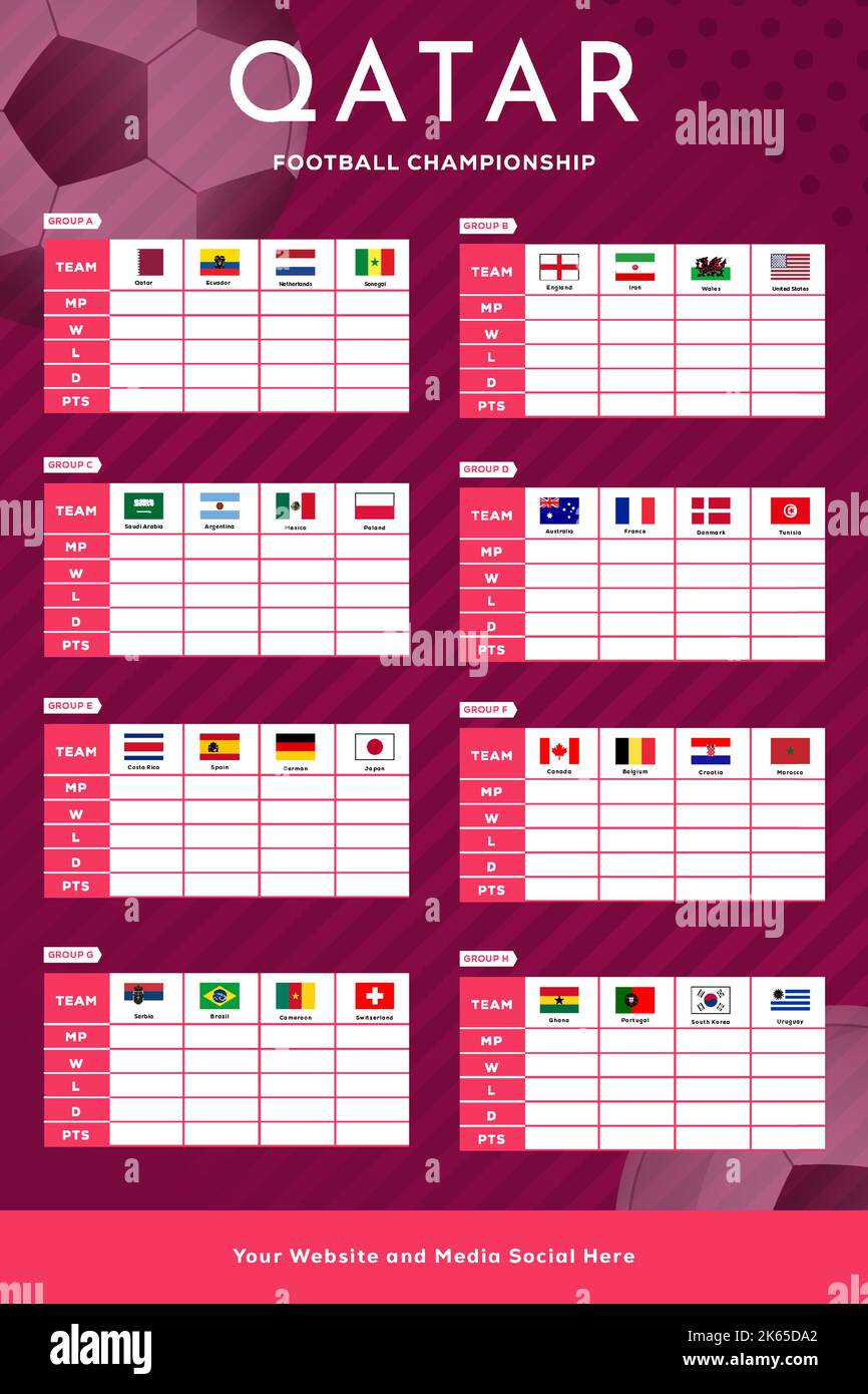 football championship group tables poster template Stock Vector Image ...