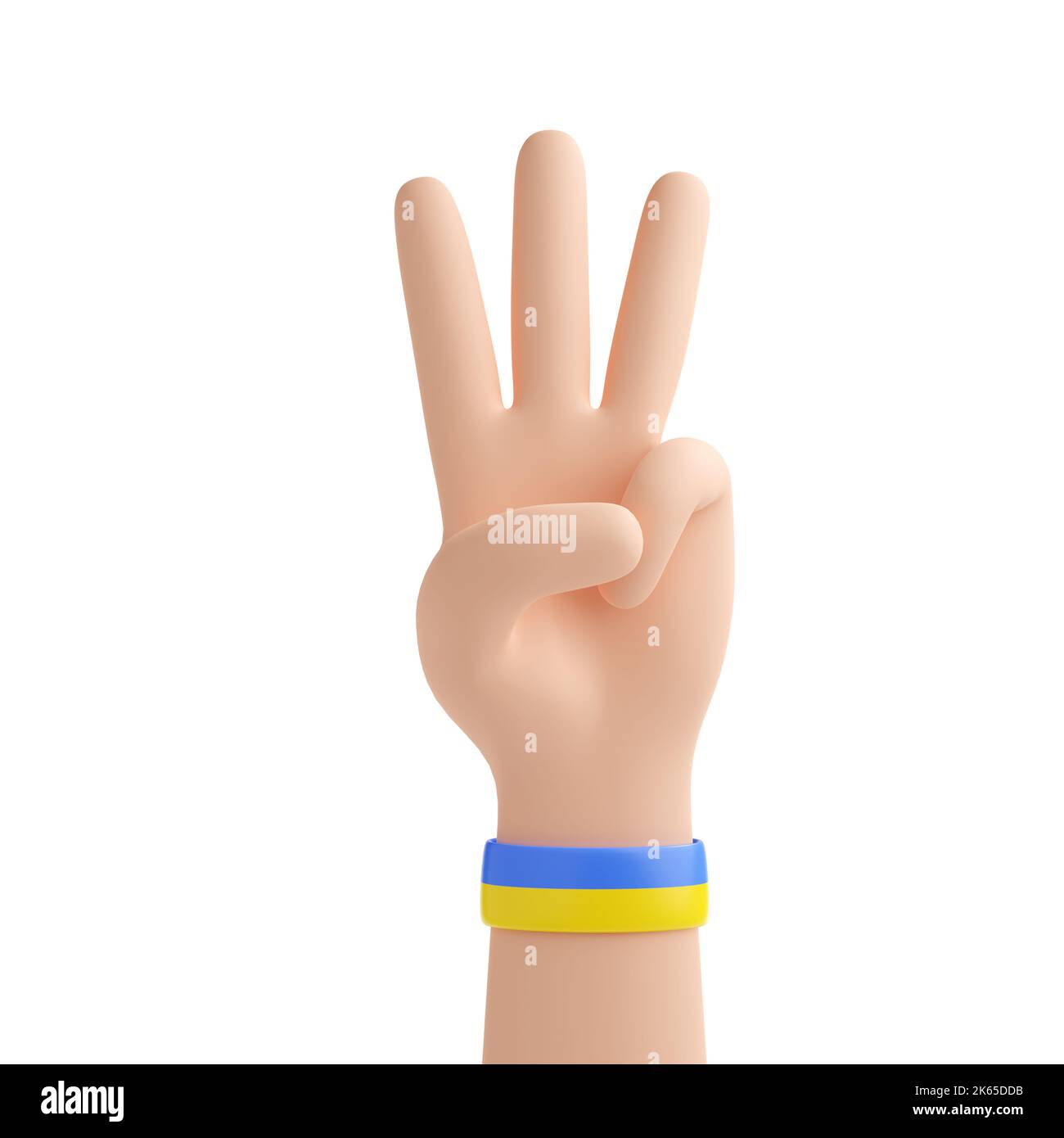 3D illustration of Ukraine trident hand sign isolated on white ...