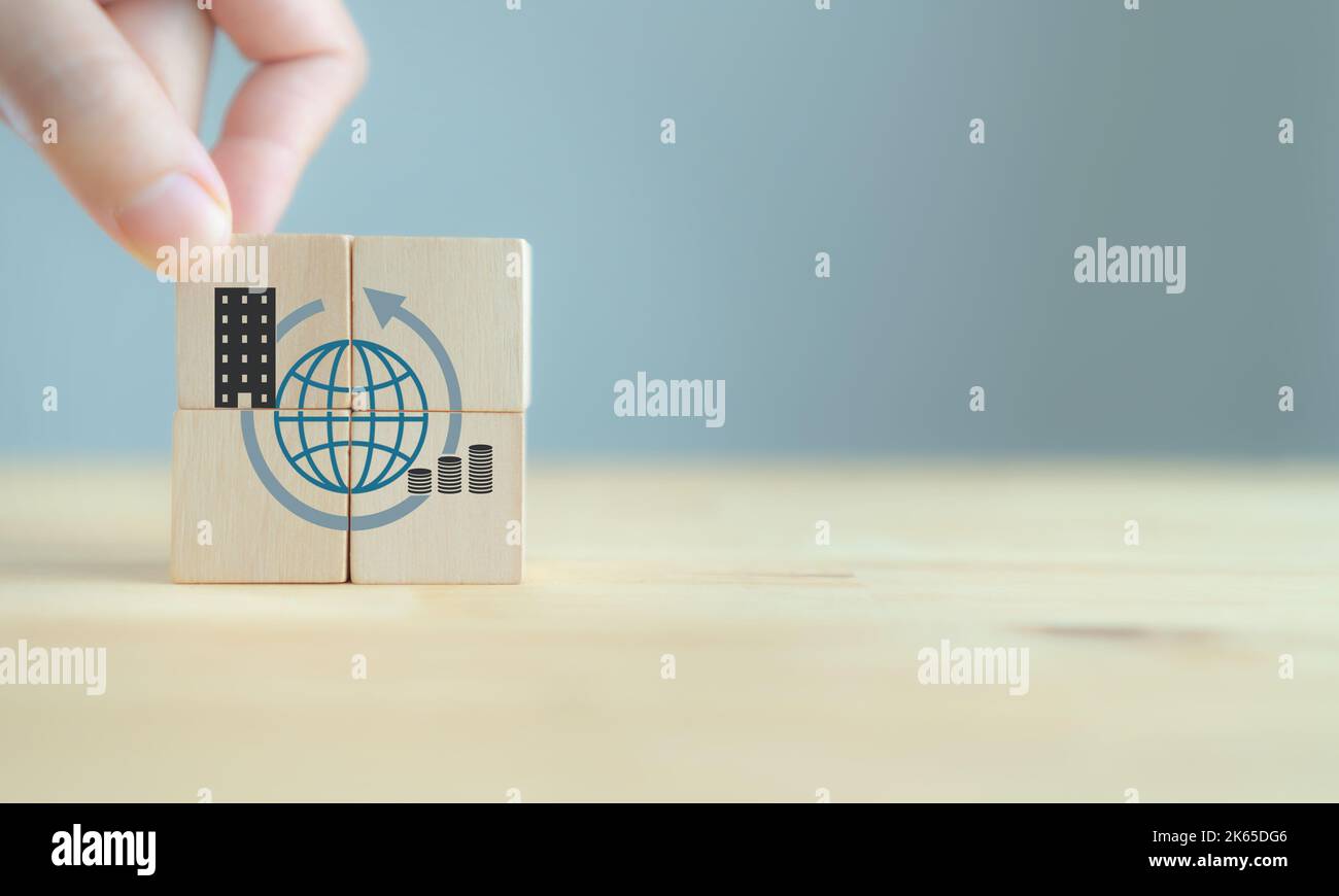 Multinational corporation (MNC), business strategy concept ...