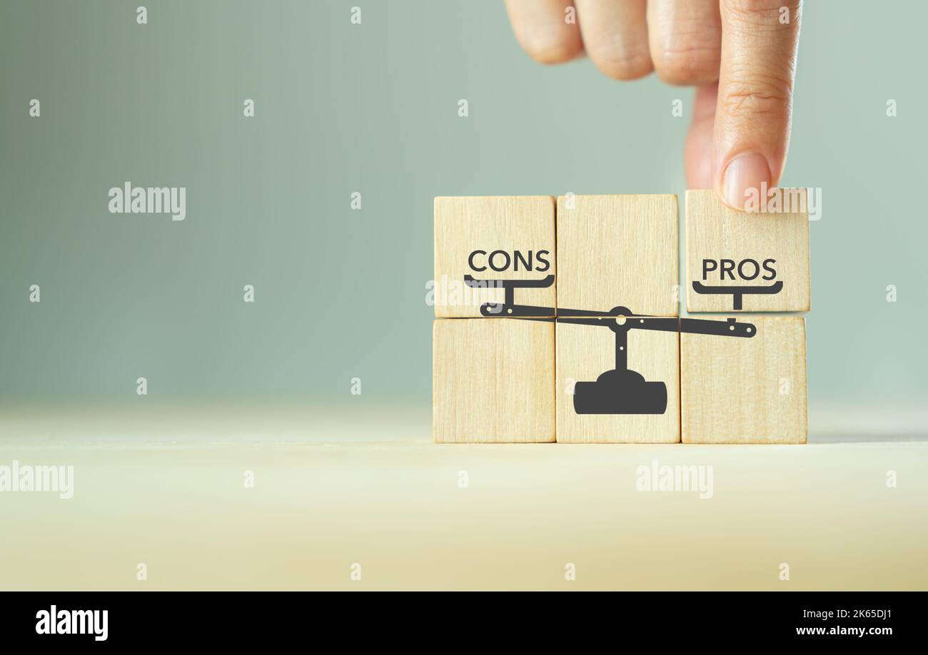 Quantitative Pros and Cons analysis concept. Concept for advantages ... Quantitative Pros and Cons analysis concept. Concept for advantages ...