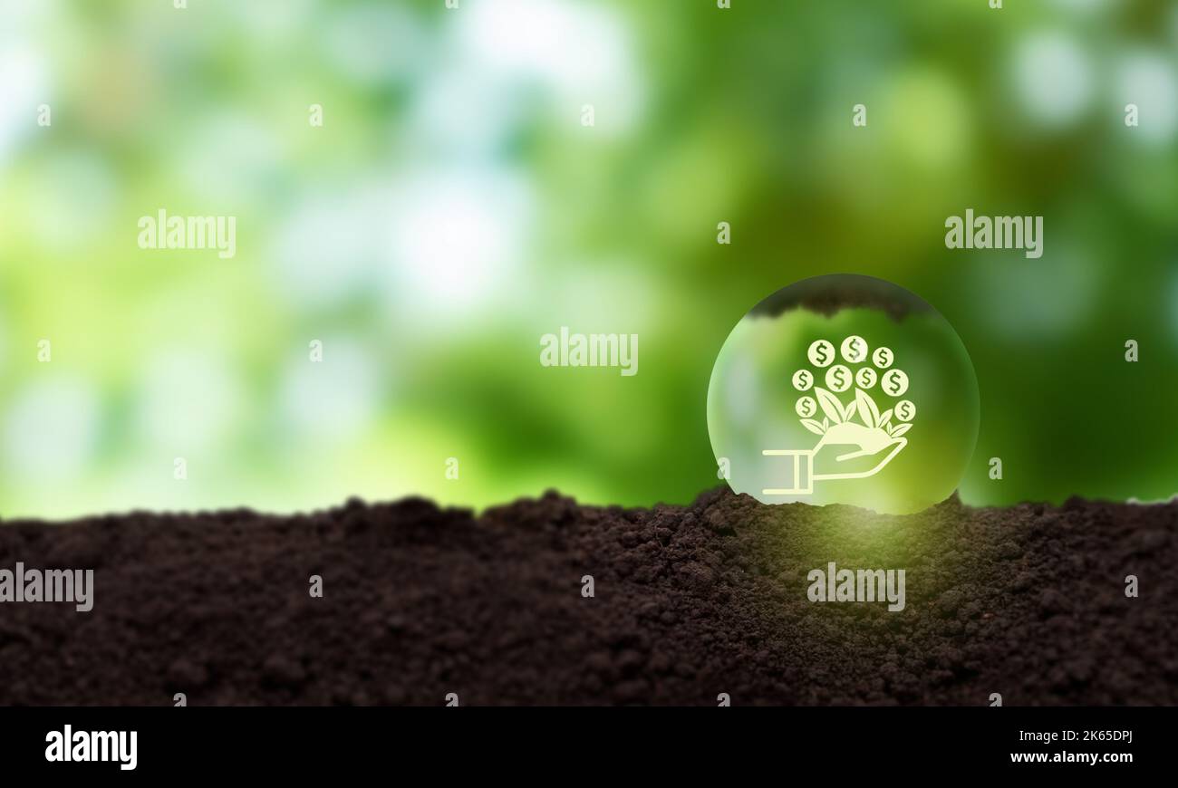 Ethical and sustainable investing concept. Growing sustainabiliy. Aim ...