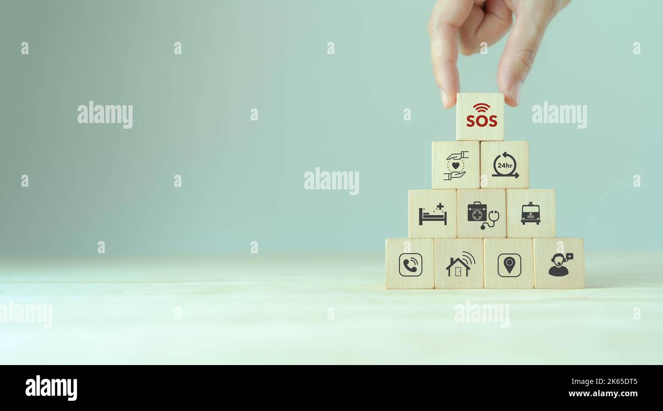 SOS, Health care emergency application. Technology and network concept ...