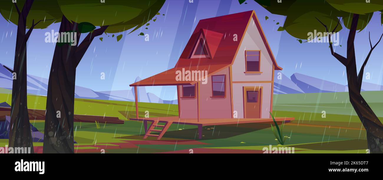 Rain on cottage windows Stock Vector Images - Alamy