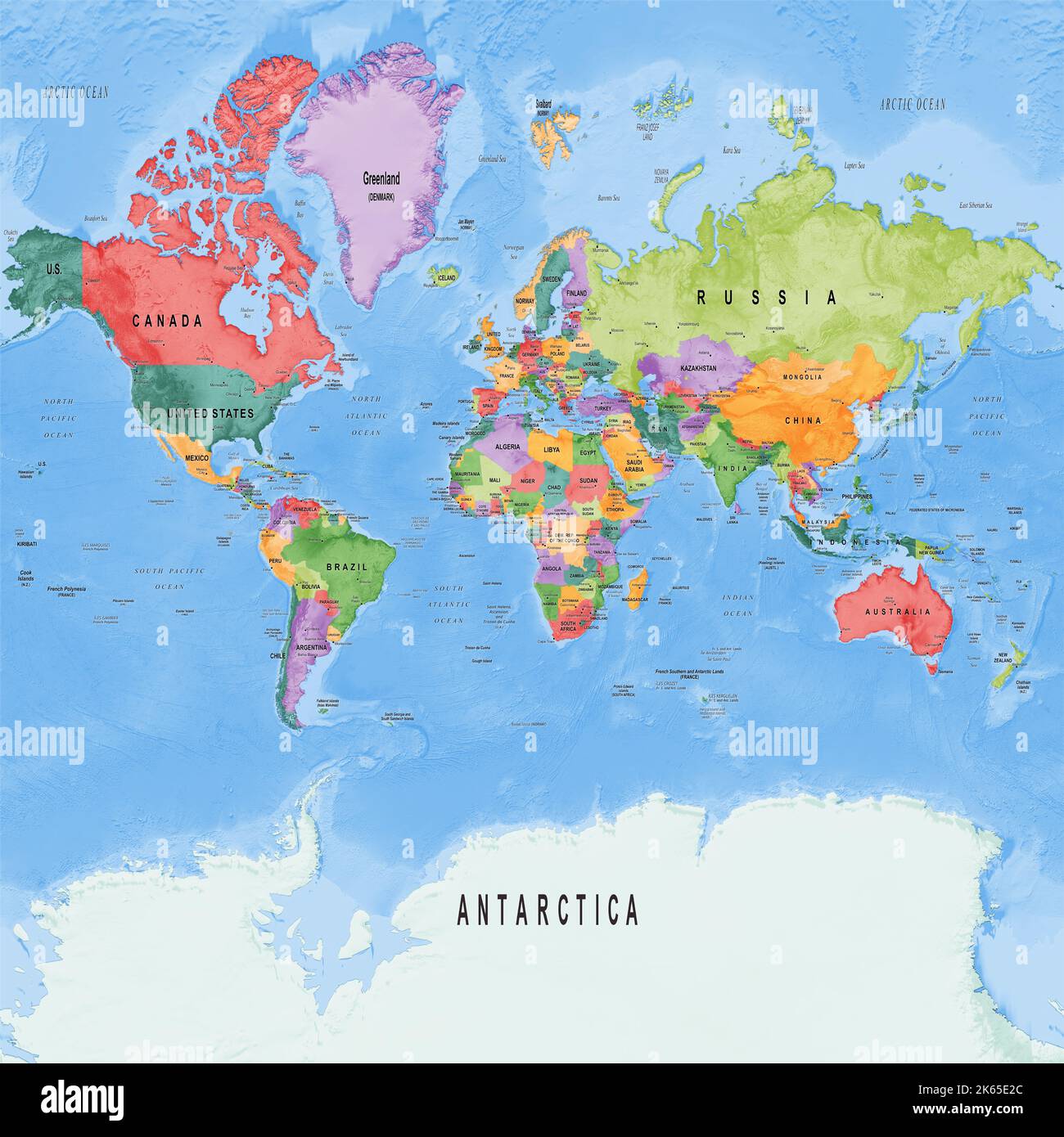 Political world map Mercator projection Stock Photo - Alamy