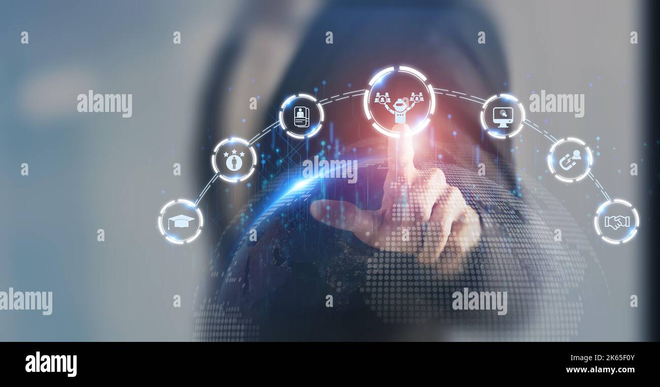 AI recruiting technology concept. Using artificial intelligence in the talent acquisition ...