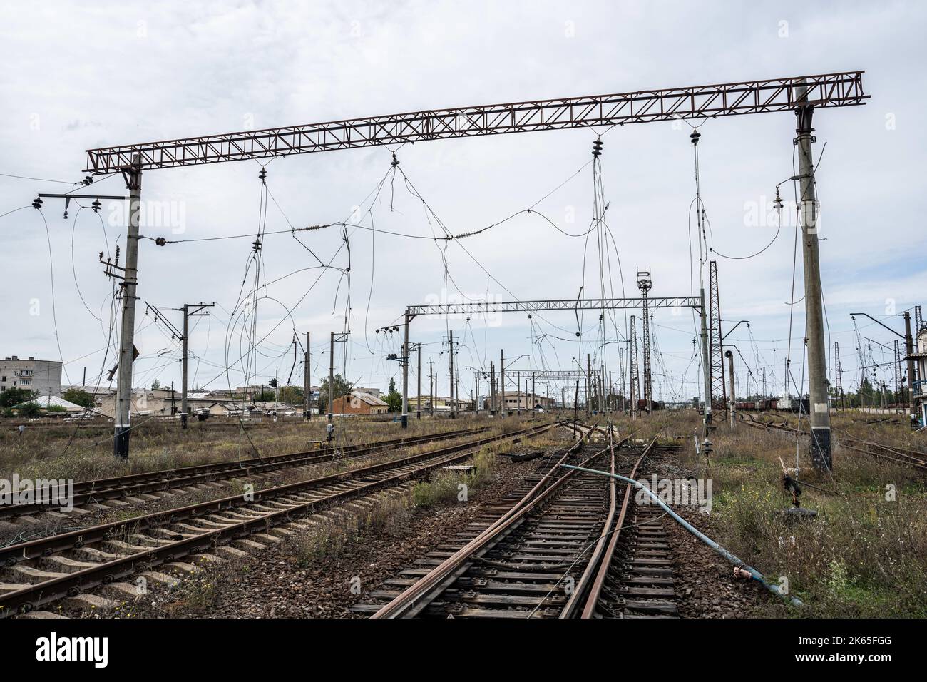Lyman, Ukraine. 8th Oct, 2022. The damaged rail station seen in Lyman ...