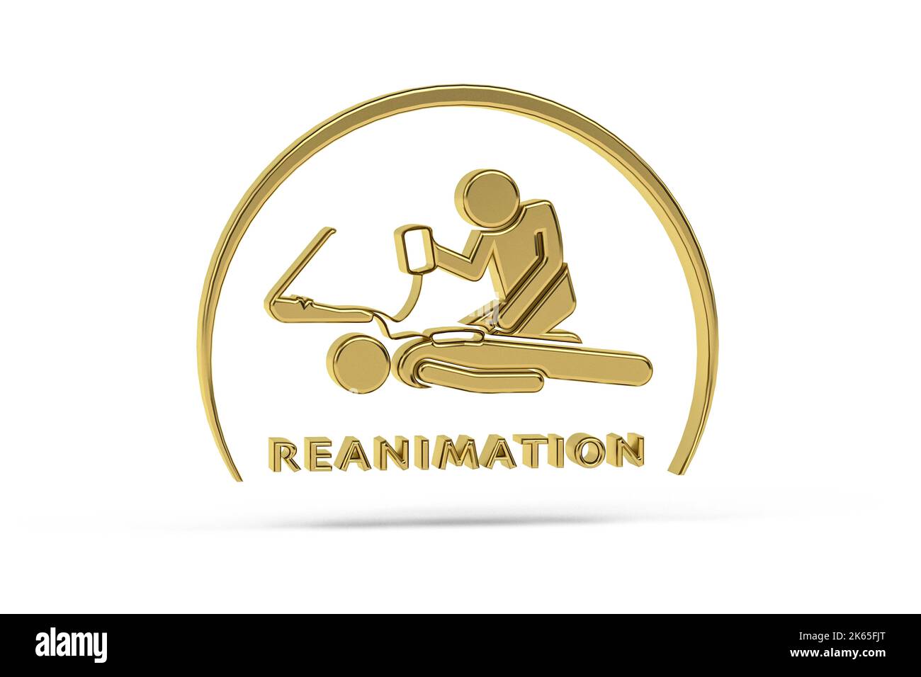 Golden 3d reanimation icon isolated on white background - 3D render ...