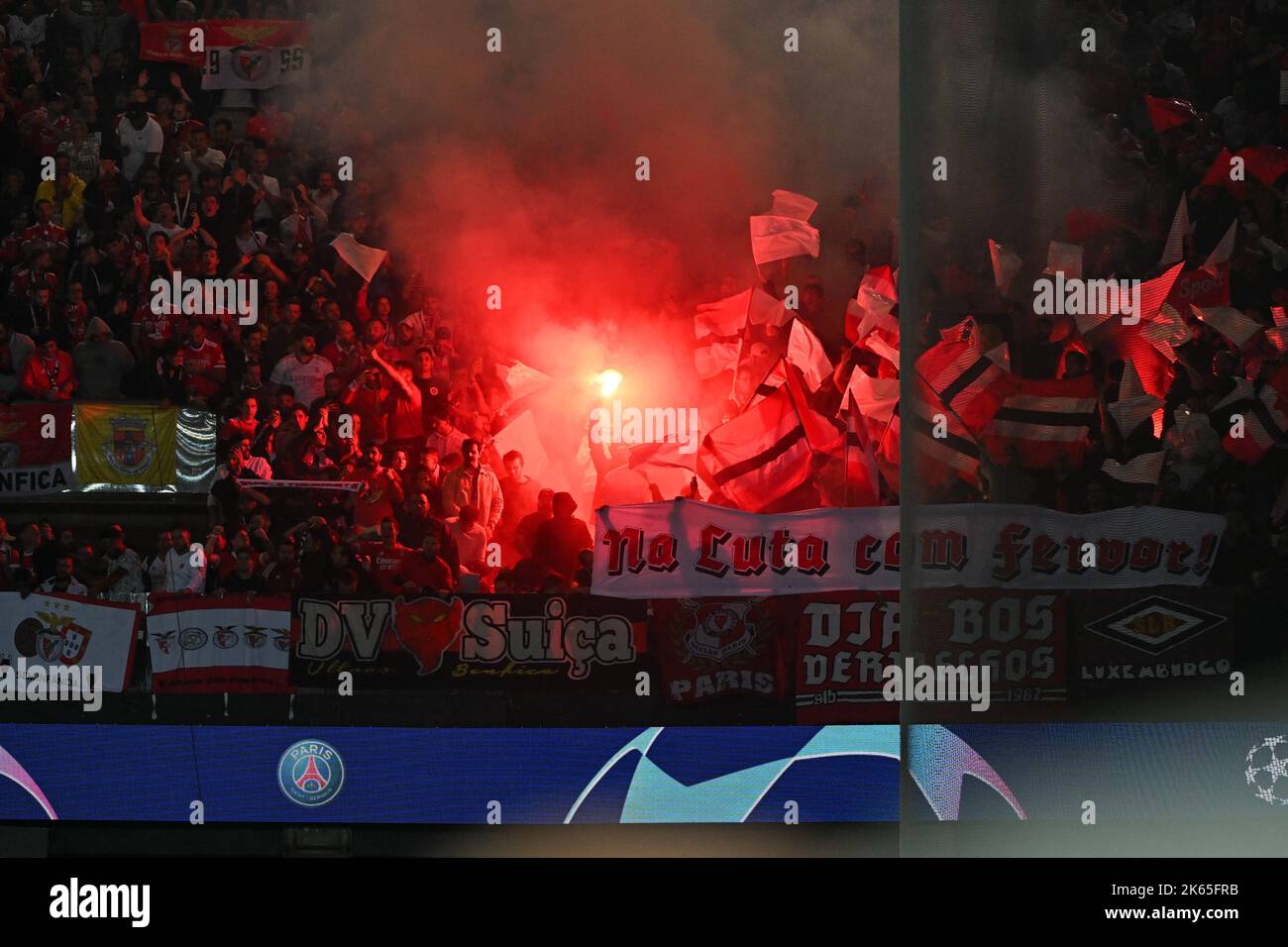 PSG's fans of Paris Saint Germain (PSG) during the UEFA Champions ...