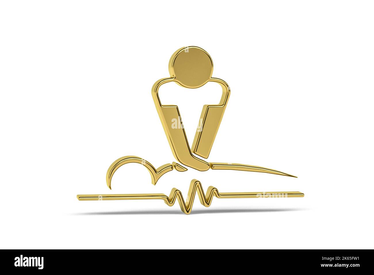 Golden 3d reanimation icon isolated on white background - 3D render ...