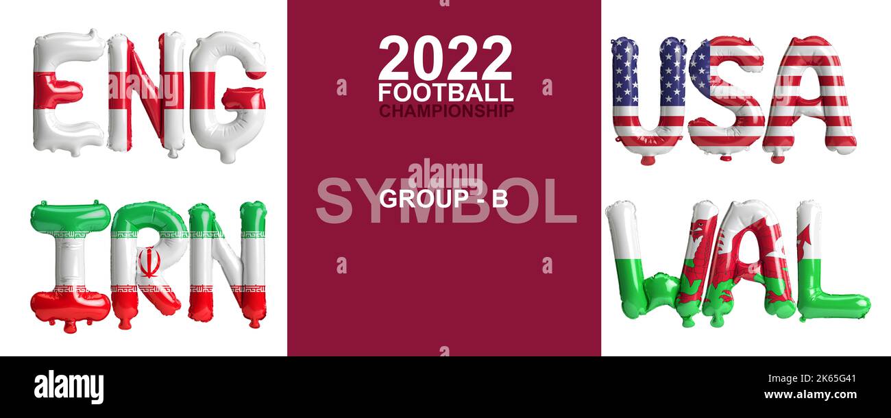 3d illustration of group b team symbol Qatar 2022 football championship ...