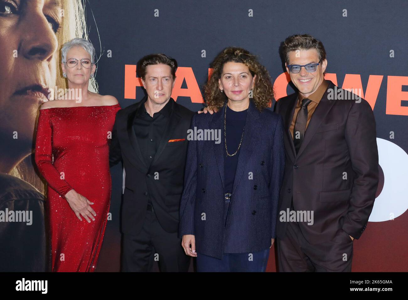 Jamie Lee Curtis, David Gordon Green, Jason Blum arrives at The World Premiere of HALLOWEEN ENDS ...