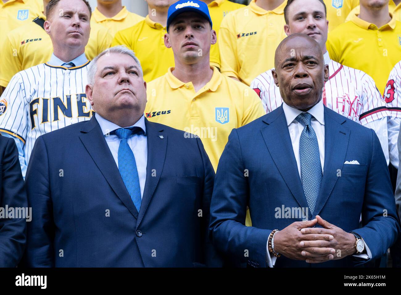 Ukrainian national baseball team and mayor Eric Adams and officials ...