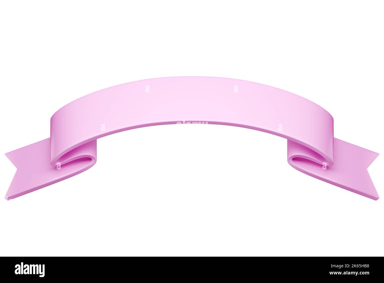 3d label ribbon. Glossy pink blank plastic banner for advertisment ...