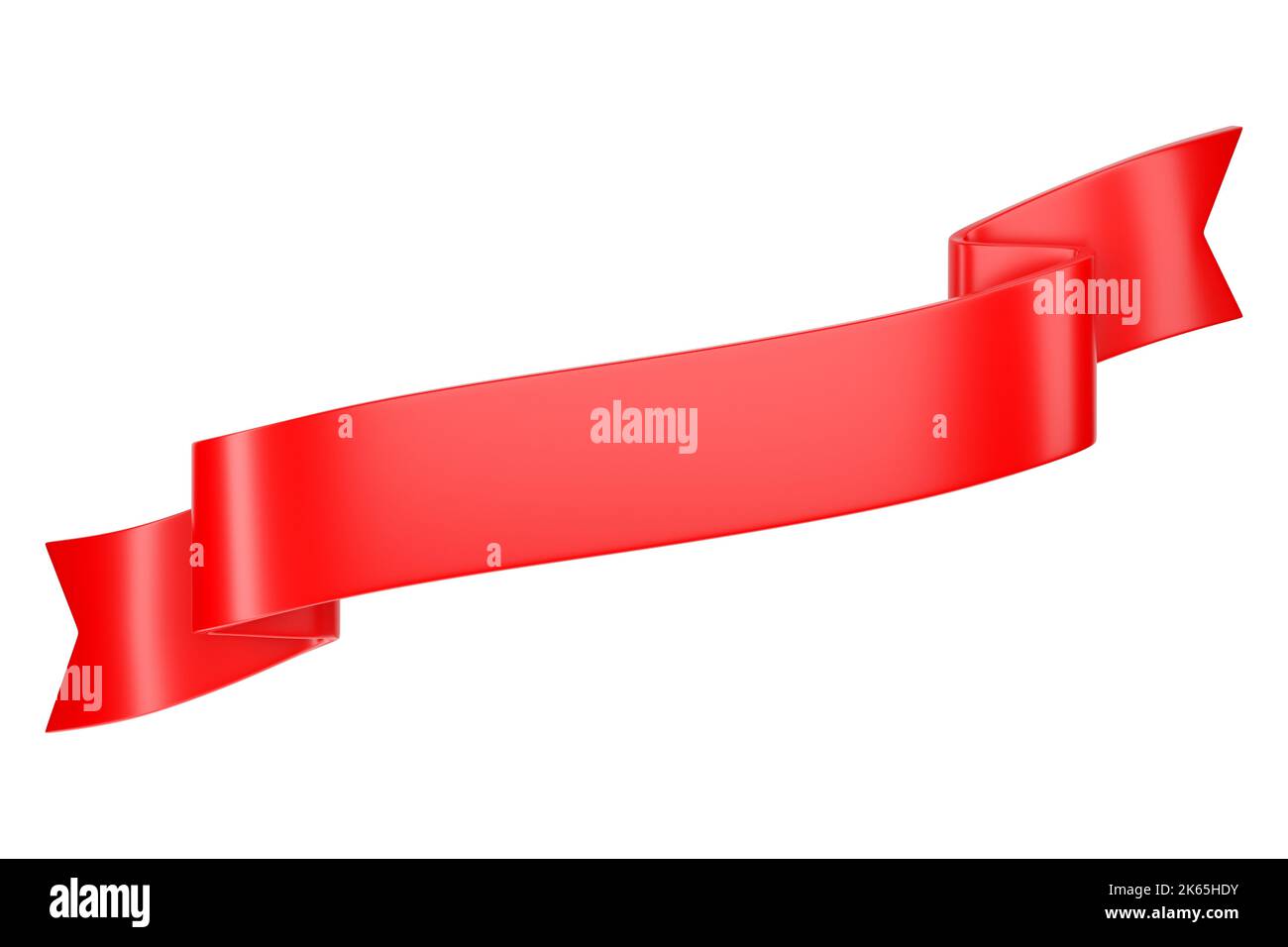 3d label ribbon. Glossy red blank plastic banner for advertisment ...