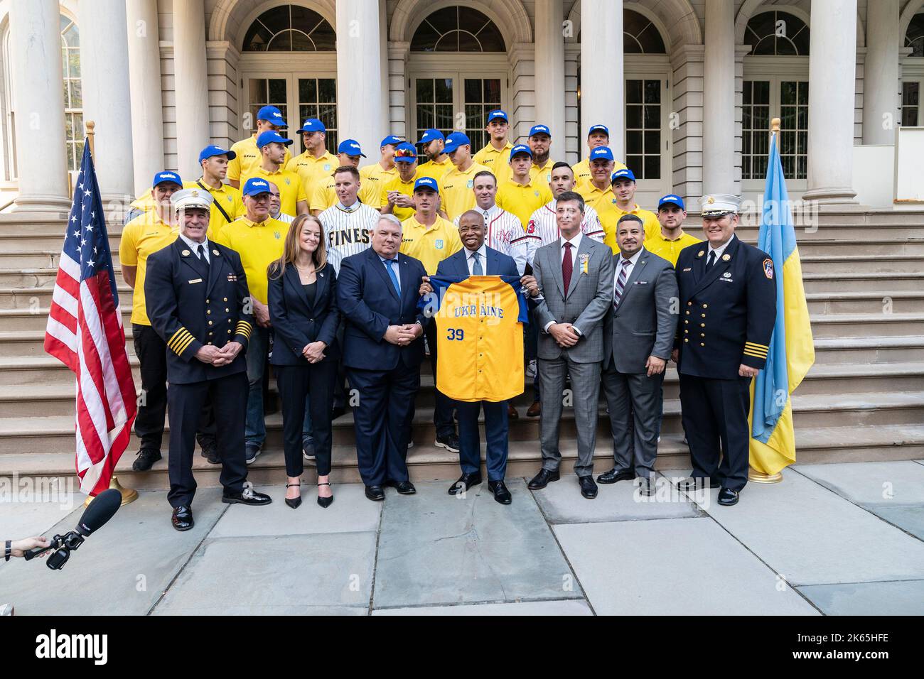 Ukrainian national baseball team and mayor Eric Adams and officials ...