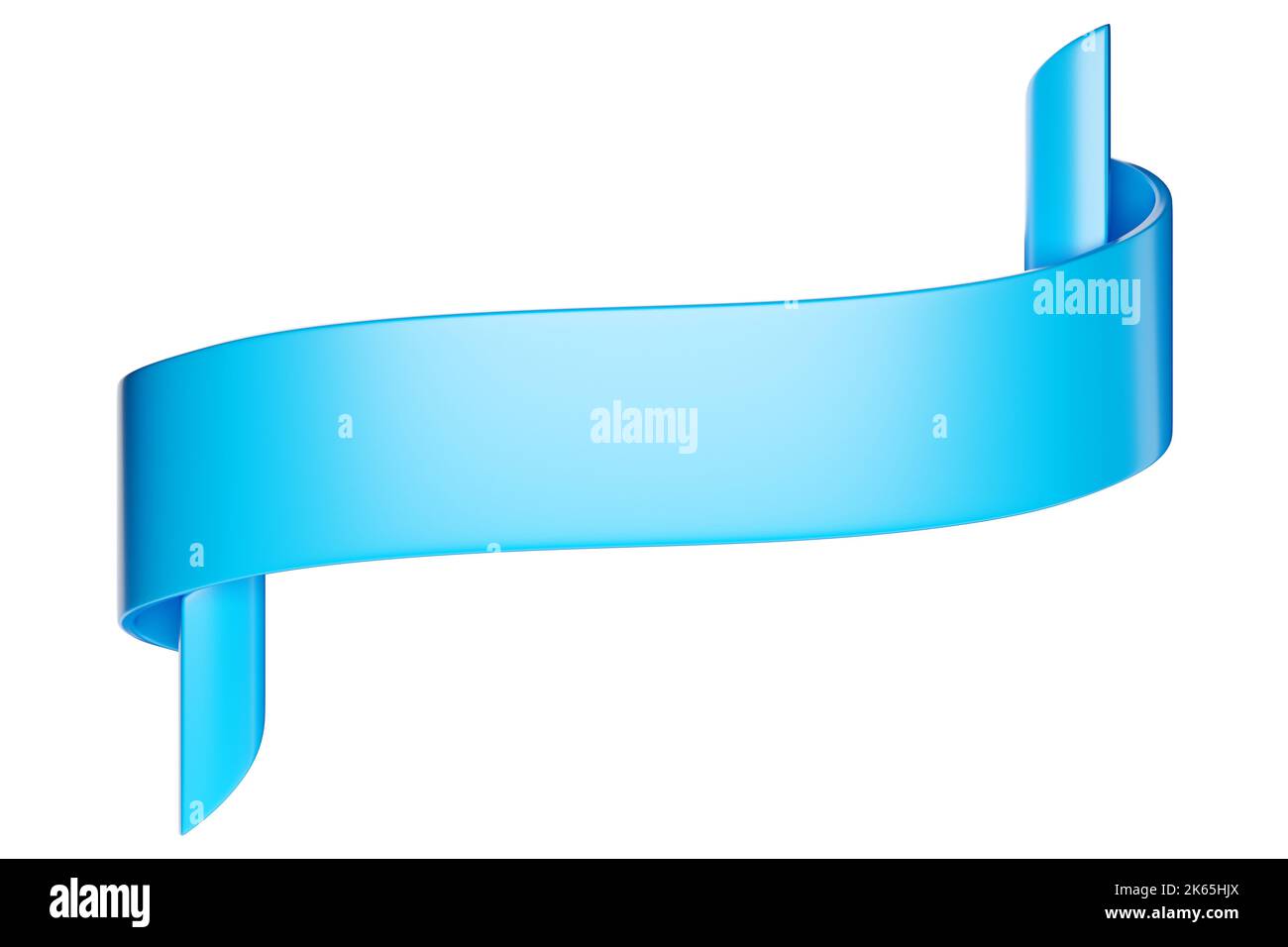 3d label ribbon. Glossy blue blank plastic banner for advertisment ...