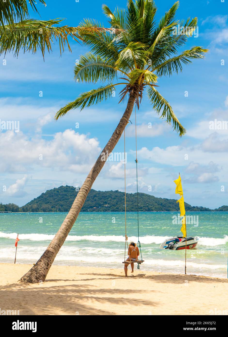 Colorful, sunny beach in Patong. Patong beach is the most popular beach ...