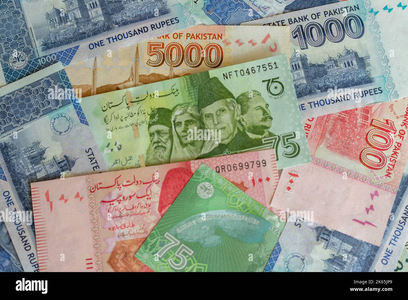 Pakistan different denomination banknotes background Stock Photo - Alamy