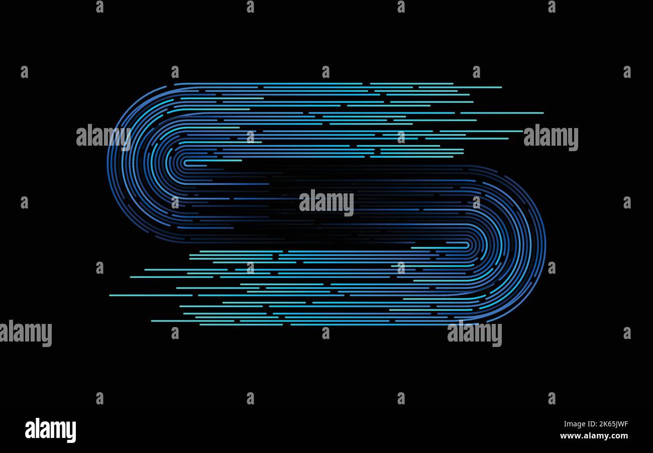 Vector half circles Digital Technology Ai lines flowing dynamic pattern ...