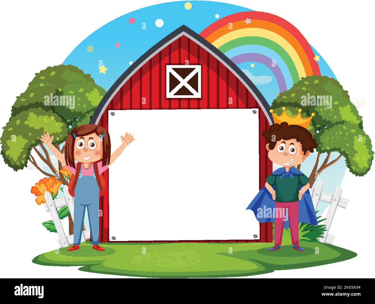 Empty board template with cartoon character illustration Stock Vector ...