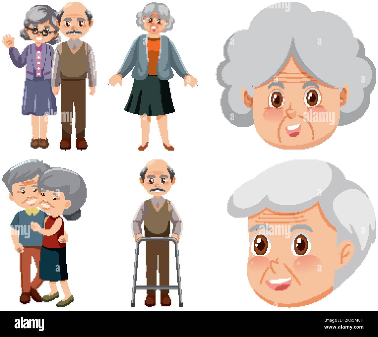 Collection of elderly people icons illustration Stock Vector Image ...