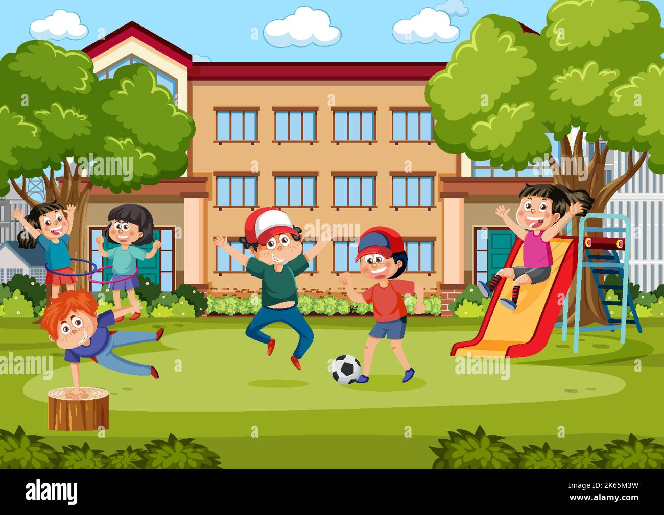 Happy children at school illustration Stock Vector Image & Art - Alamy