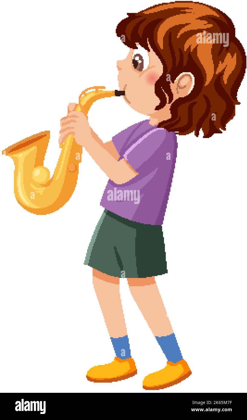 A girl playing saxophone illustration Stock Vector Image & Art - Alamy