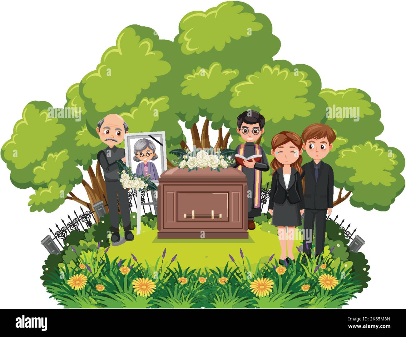 Funeral ceremony in Christian religion illustration Stock Vector Image ...