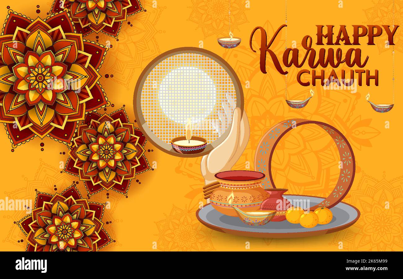 Happy Karva Chauth Poster Design illustration Stock Vector Image & Art ...