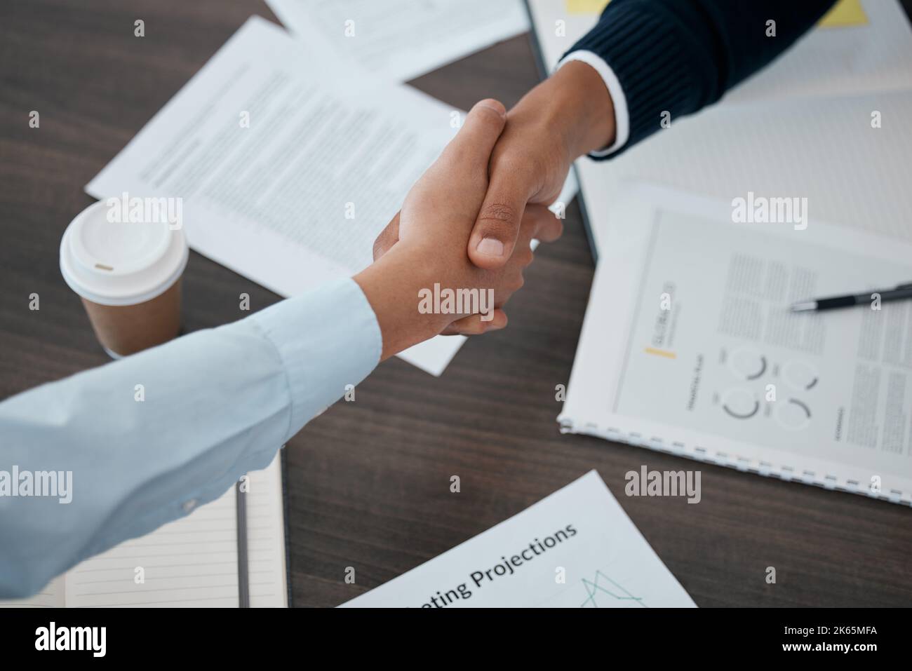 Handshake, business and partnership agreement, contract deal or welcome ...