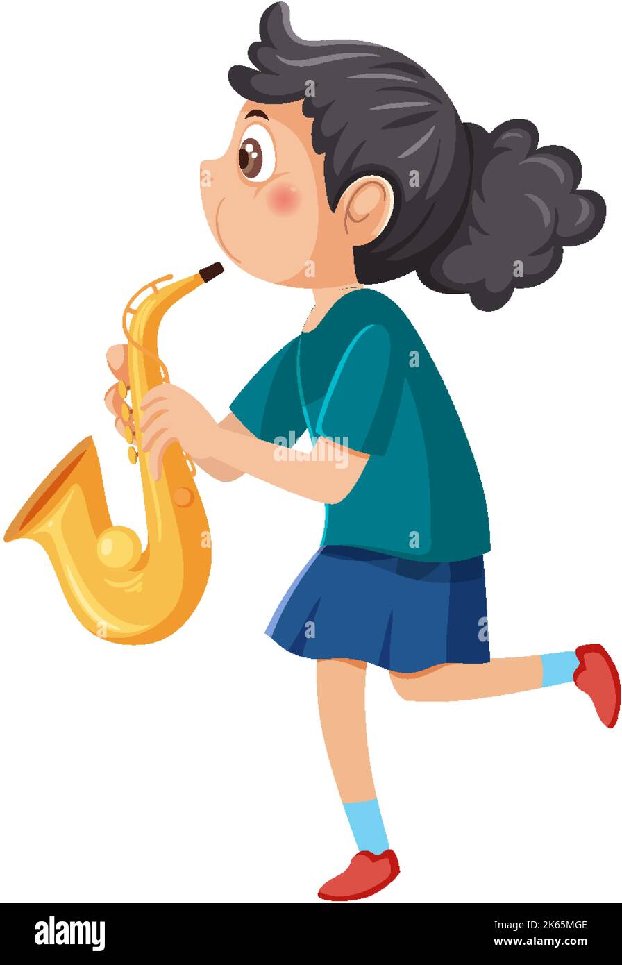 A girl playing saxophone illustration Stock Vector Image & Art - Alamy