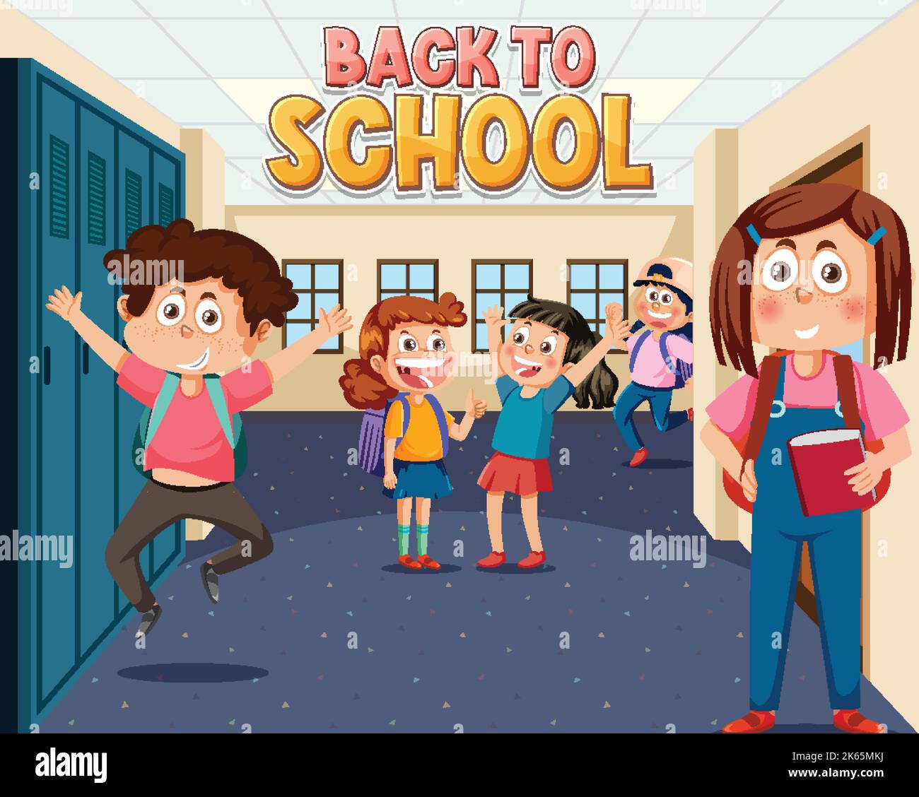 Back to school with student kids illustration Stock Vector Image & Art ...